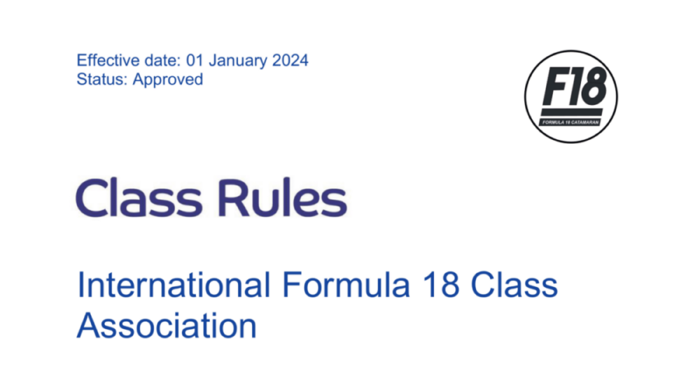 F18 Class Rules effective by 1st January 2024 published on World ...